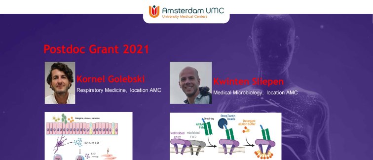 The 2021 Postdoc grant of our Amsterdam Institute for Infection and Immunity has been awarded to ...